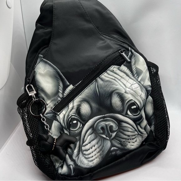 Undefined | Bags | French Bulldog Black Sling Bag With Frenchie ...